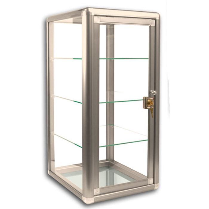 Vertical Glass Display Case | Tempered Glass Case with Shelves