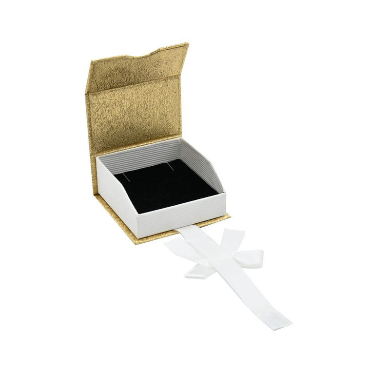 Gold & White Magnetic Ribbon Jewelry Gift Boxes - Wholesale | Gems On ...