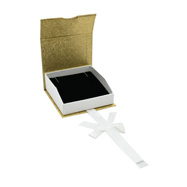 Gold & White Magnetic Ribbon Jewelry Gift Boxes - Wholesale | Gems On ...