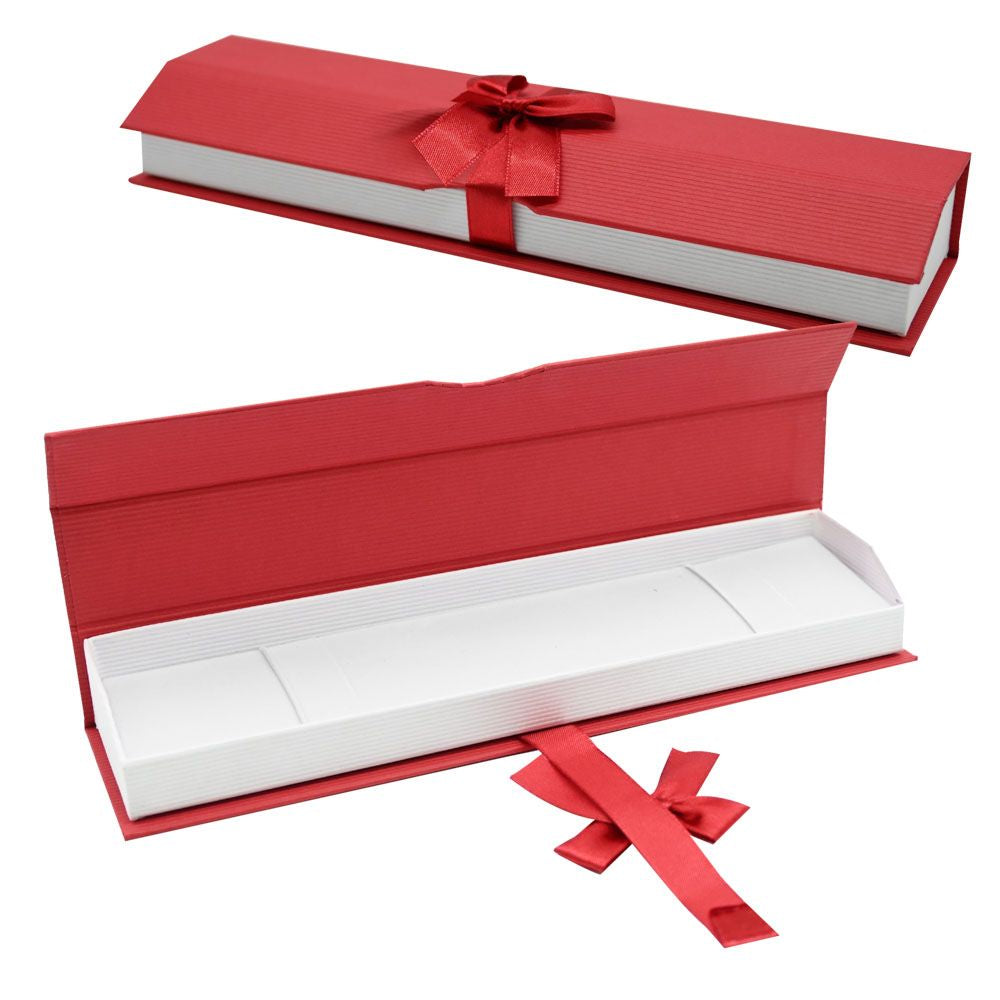 Red & White Magnetic Ribbon Paper Bracelet Gift Boxes - Gems On Display